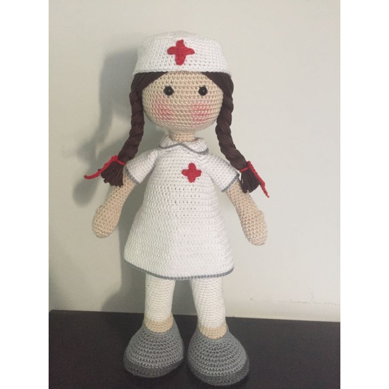 Premium Nurse Doctor Doll - Handmade Crochet Dolls in Germany